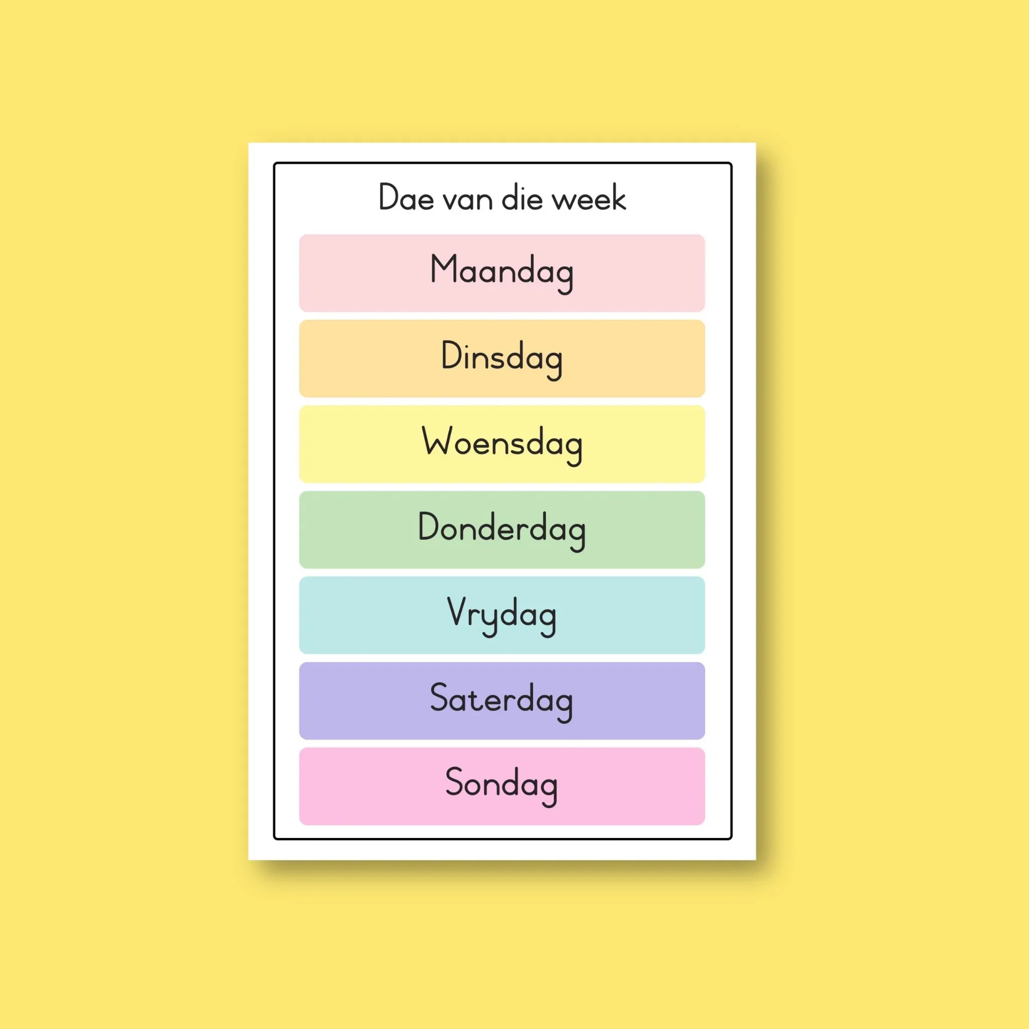Dae van die week kaart – Beeing The Foundation